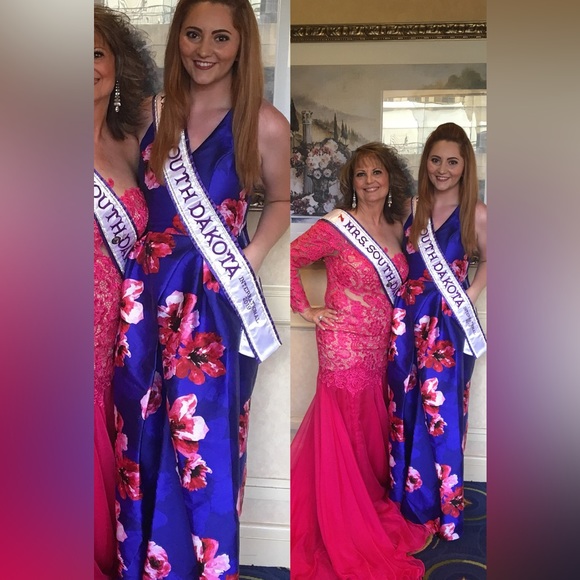 A. Byer | Dresses | A Byer Size 9 Royal Blue Floral Dress Gown Prom ...